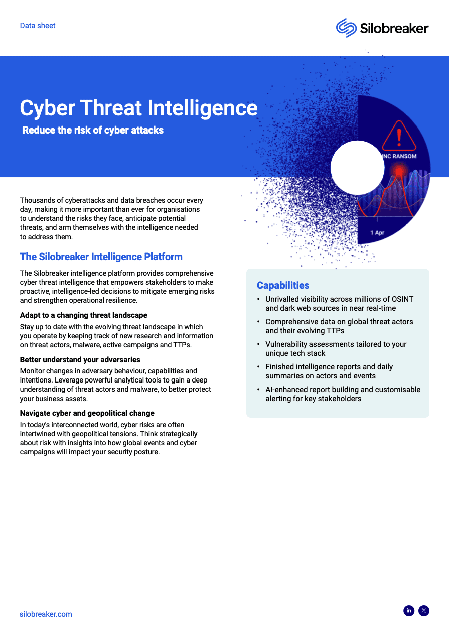 Cyber Threat Intelligence - Silobreaker