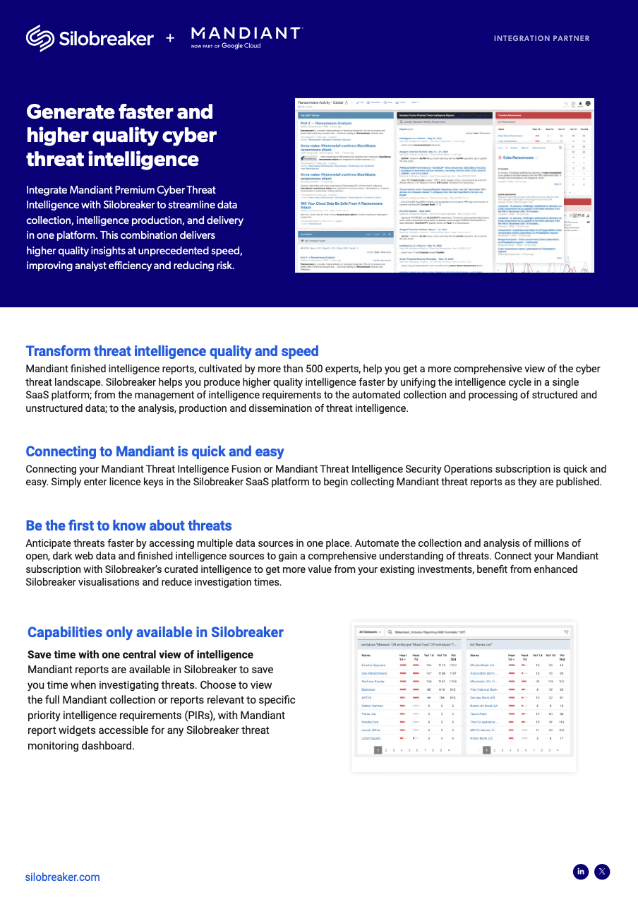 Mandiant Cyber Threat Intelligence for Silobreaker - Silobreaker